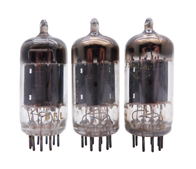 3 x Vintage Mullard ECC83 12AX7 Long Plate Square Getter Valves Tubes ...