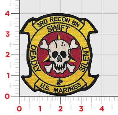 MARINE CORPS 3RD RECON SWIFT DEADLY SILENT HOOK & LOOP EMBROIDERED ...