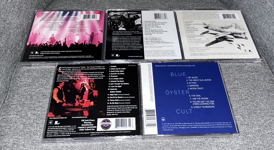 Blue Oyster Cult 5 CD Lot Agents, BOC, Treaties, Spectres, Mirrors ...