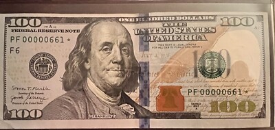 $100 Dollar Rare Bill Star ⭐️ Notes Series 2017A Low Serial Number ⭐️ ...