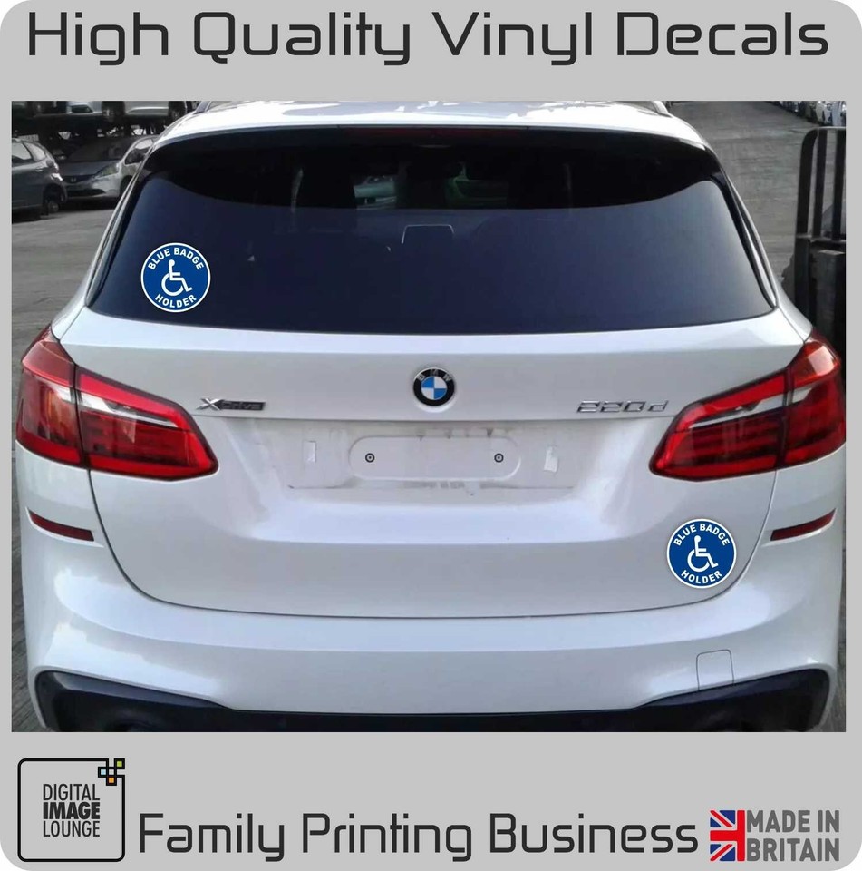 2 X BLUE BADGE HOLDER Car Stickers - 100mm - Disabled Disability ...