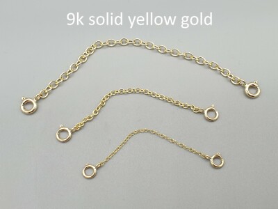 9ct Yellow Gold Two Clasp Safety Chain Extender 9K Connector Extension ...