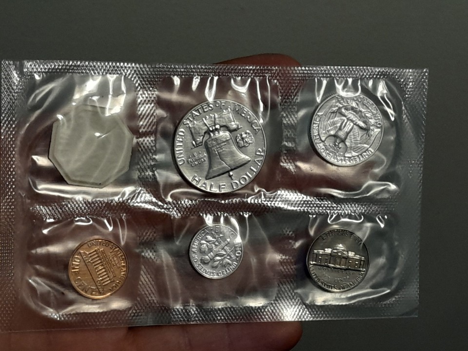 1960 US Mint Proof Set 5 Coins 90% Silver Original Envelope & Cello ...