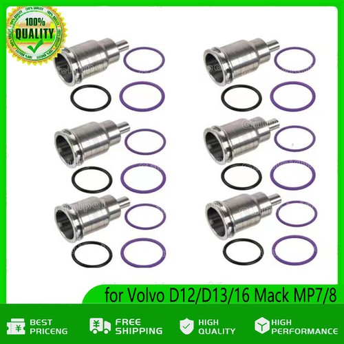 21401136 Injector Sleeve Tube 6 Pieces SSteel for Volvo D12/D13/16 Mack ...