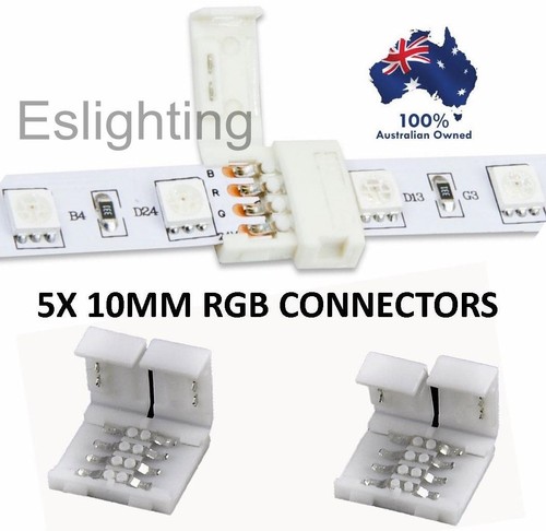 5X RGB MULTI COLOUR LED STRIP LIGHT CONNECTOR 4 PIN 10MM JOINER JOINT ...