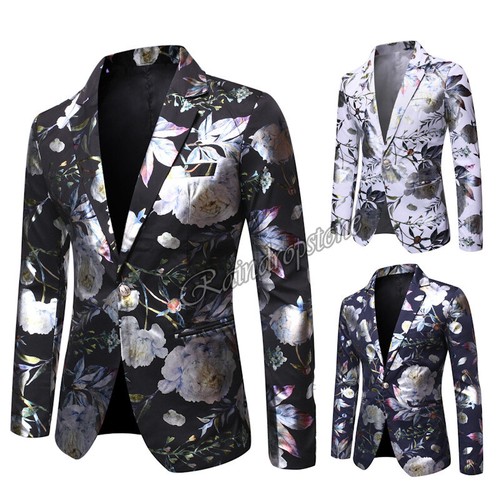Men's Formal Wedding Blazer Suit Printing Jacket Coat Party Tuxedo ...