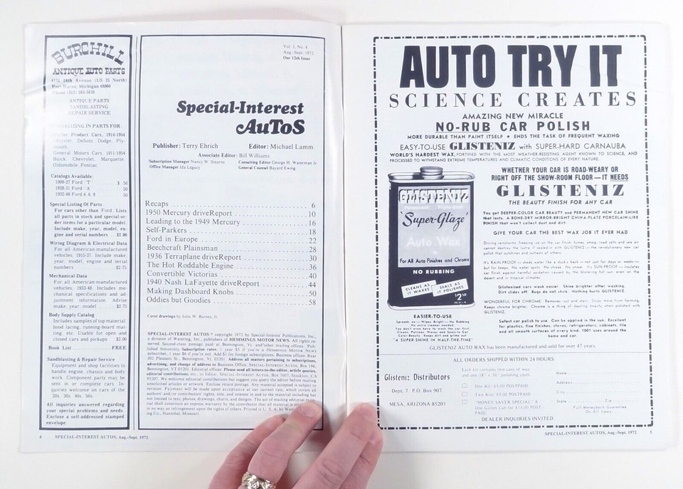 1972 Aug SPECIAL-INTEREST AUTOS Convertible Victorias SELF-PARKING dash ...