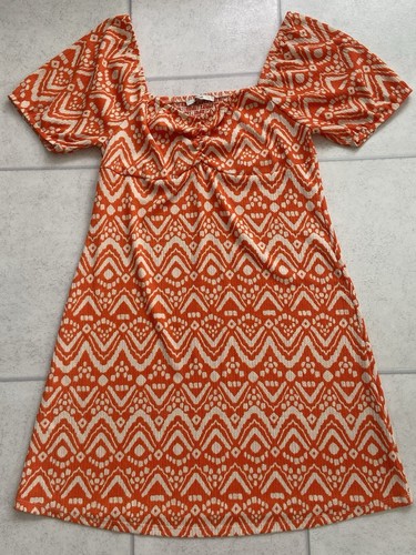 George Orange Patterned Summer Dress Size 14 | eBay