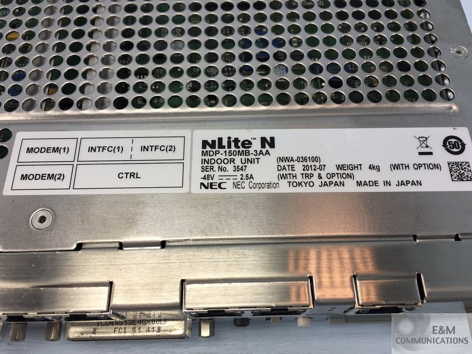 MDP-150MB-3AA NEC NLITE iPASOLINK IDU P2P MICROWAVE COMM BTS 4P DS1 NWA ...