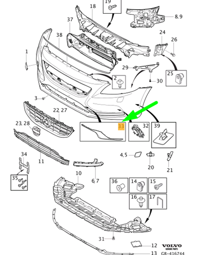 Volvo V40 Front Bumper Left Side Part Trim 31347087 NEW ORIGINAL | eBay