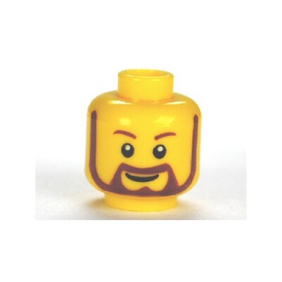 LEGO - Minifig, Head Beard Brown Rounded with White Pupils and Grin ...