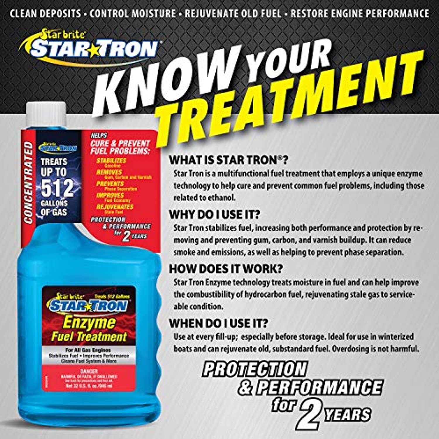 STAR BRITE Star Tron Enzyme Fuel Treatment - Concentrated Gasoline ...