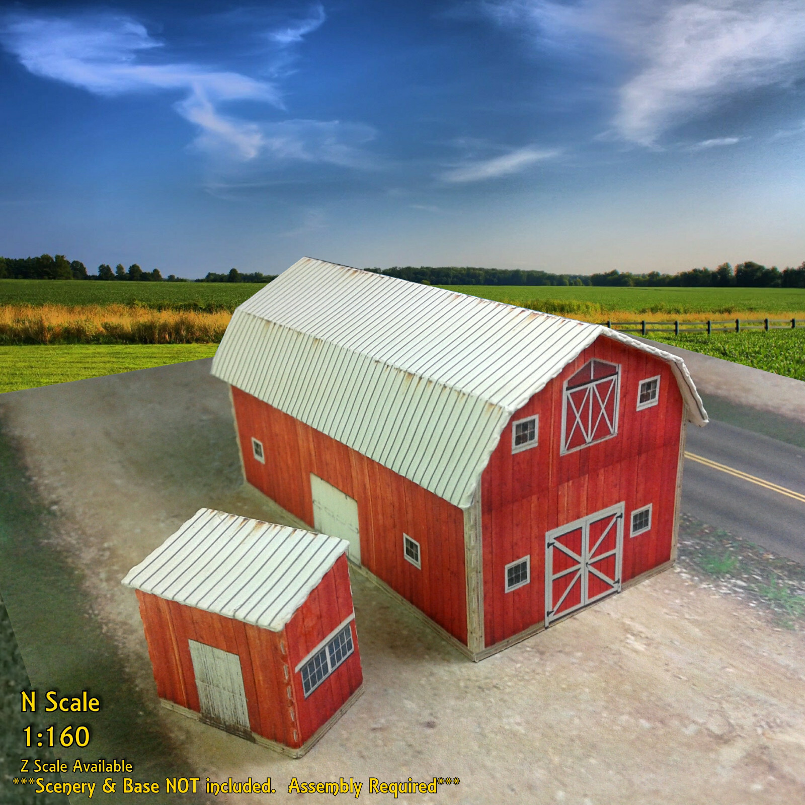 N Scale Building - 23' Tall Medium Size Barn Coverstock Paper Pre Cut ...