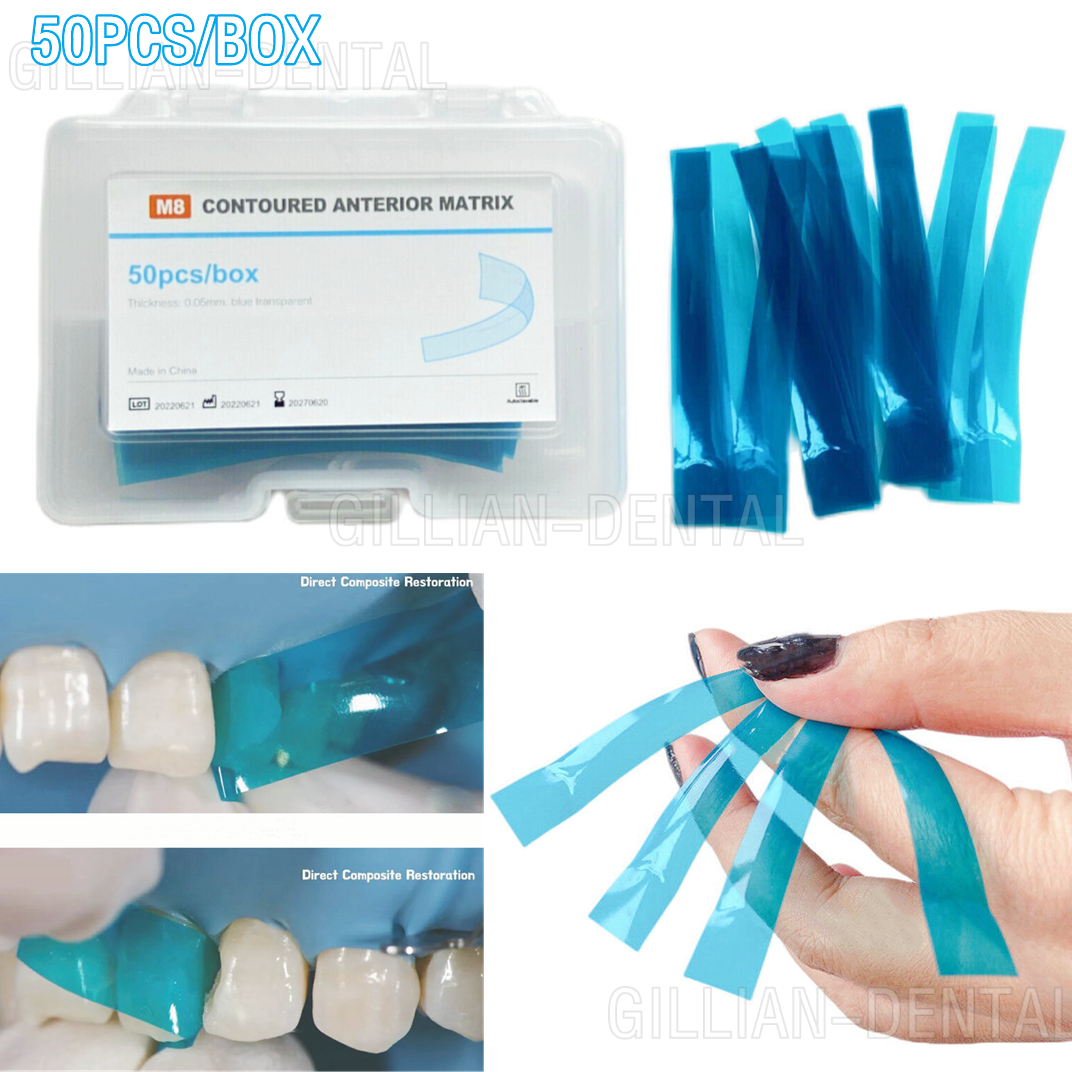 Dental Contoured Anterior Matrix Bands Polyester Blue Strip Restoration ...