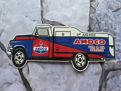 VINTAGE AMOCO GAS AND OIL SERVICE TANKER PORCELAIN SIGN 12"×5" | eBay