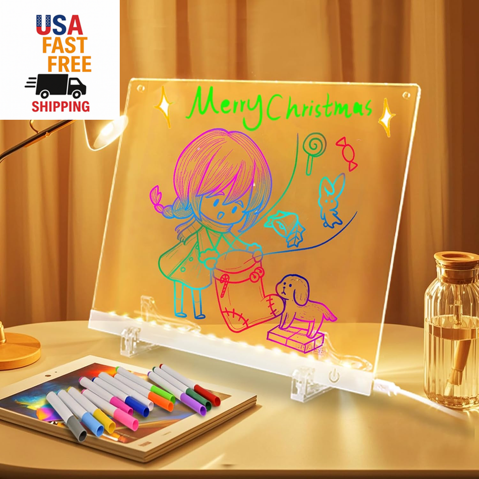 LED Note Board with Colors 12-Color Illuminated Acrylic Drawing Board ...