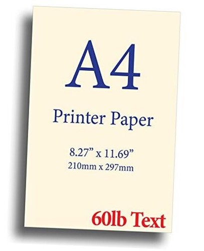 Natural Cream A4 Printer Paper - 24lb Bond / 60lb Text (90 gsm) - 100 ...