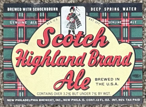 IRTP Scotch Highland Beer Label. New Philadelphia Inc., New ...