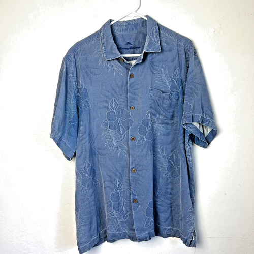 Tommy Bahama TB 93 Hawaiian Shirt XL/TG Blue Floral 100% Silk Beach coc ...