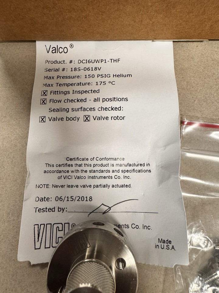 Vici Valco DCI6UWP1-THF 6 Port 2-Pos internal Volume Valve | eBay