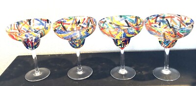 Set Of 4 Confetti Margarita Glasses Pier 1 | eBay