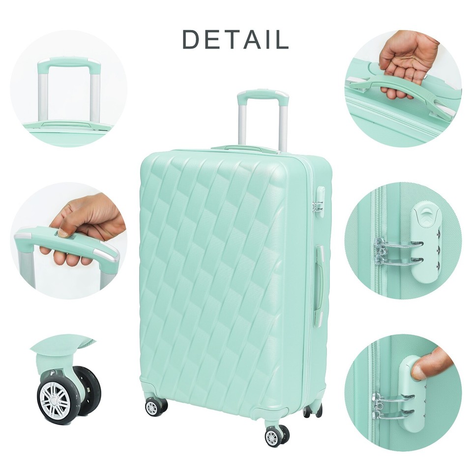 Suitcase Cabin Carry On Hand Luggage 4 Wheels Hard Shell Travel ABS ...