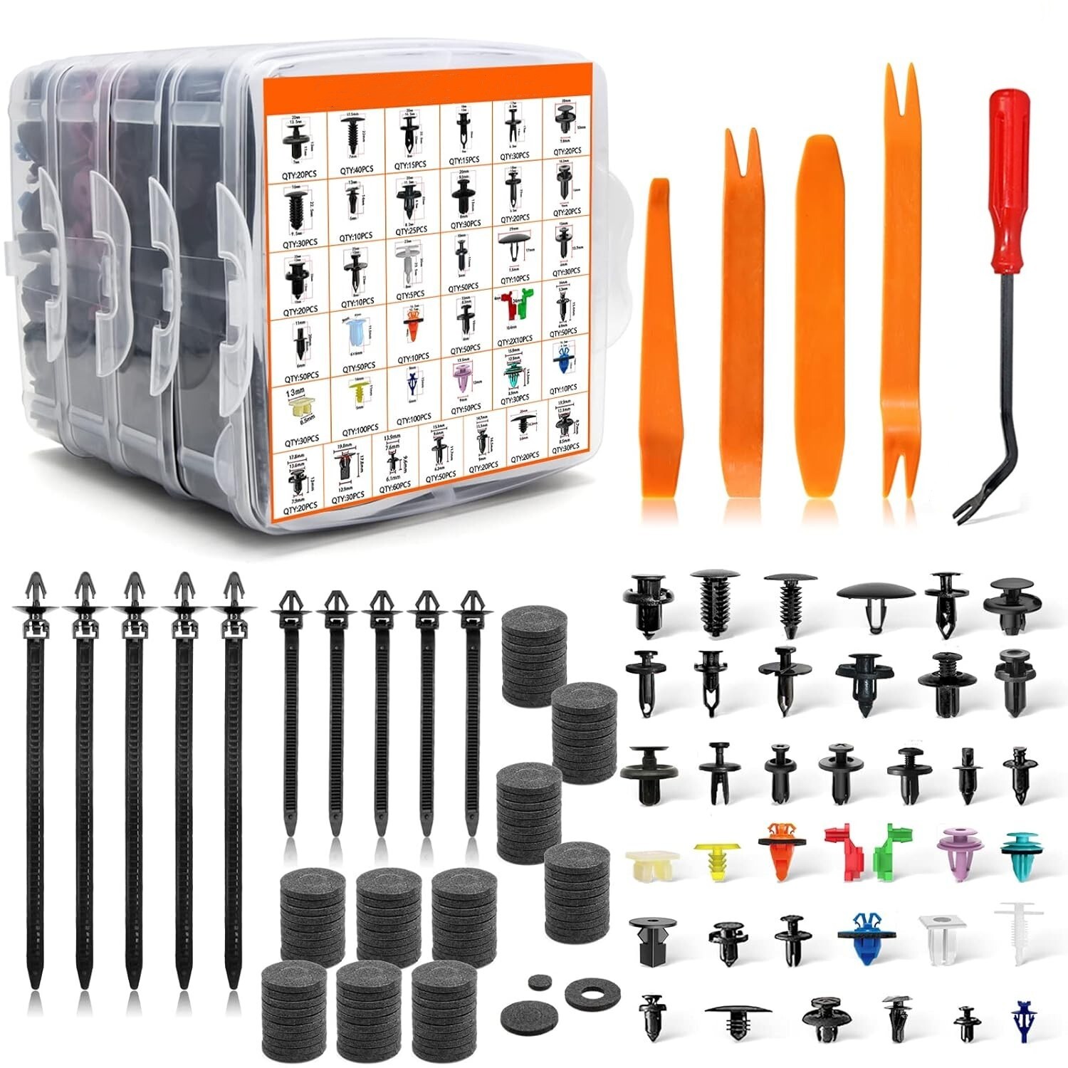 1400PCS Push Bumper Fastener Rivet Clips 38 Popular Sizes Auto Push Pin ...