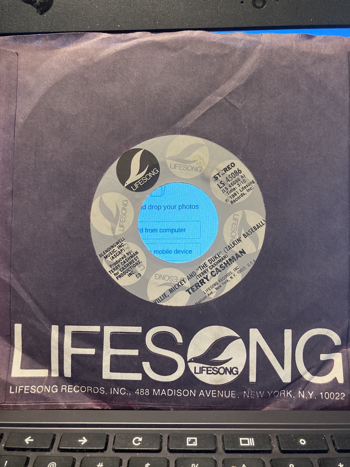 Terry Cashman, Willie, Mickey and "The Duke" (Talkin Baseball) 45 rpm ...