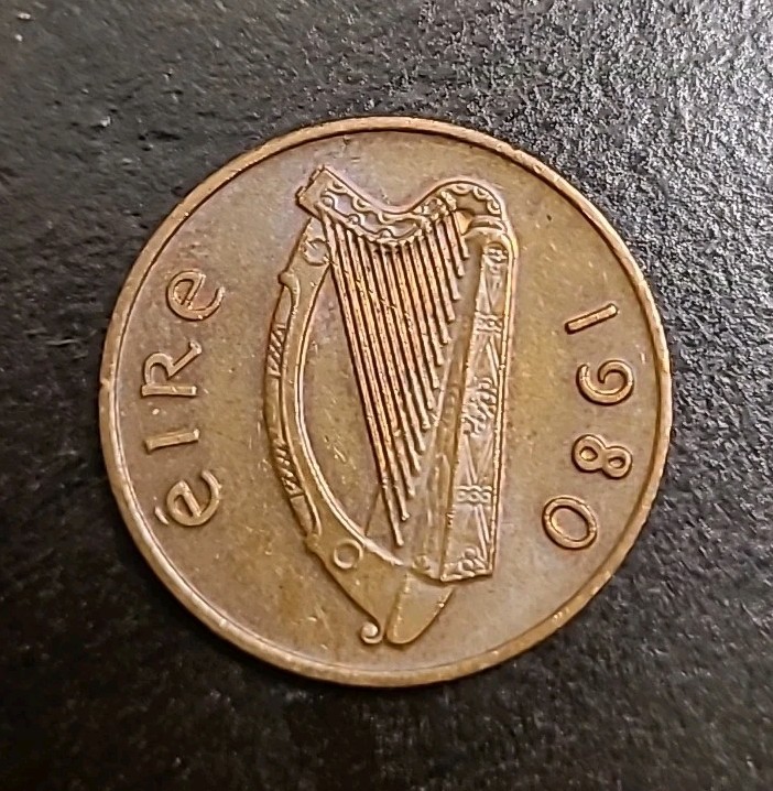 1980 Ireland Eire 1 Penny Coin, Stylized Bird | eBay