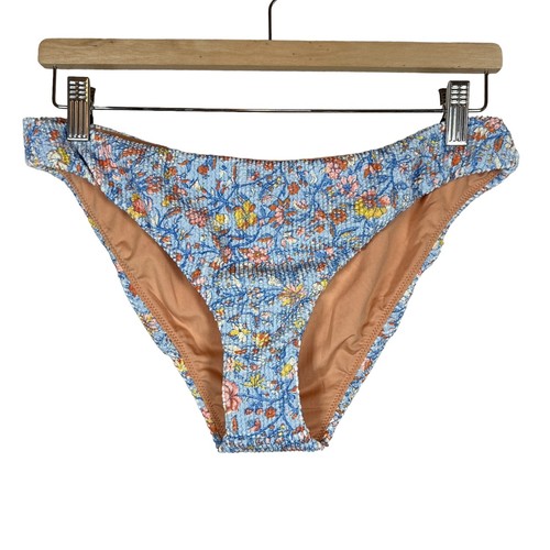 J Crew Womens Hipster Bikini Bottom Large Blue Floral Scrunchie ...