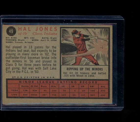 1962 TOPPS HAL JONES #49 | eBay