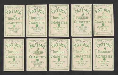 c1910's T106 Fatima Turkish Tobacco Cards - State Girls Series - 10 ...