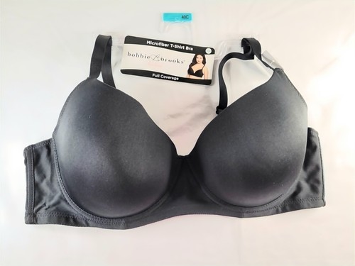 Bobbie Brooks Microfiber T-Shirt Full Coverage Underwire Bra 40C, Black ...
