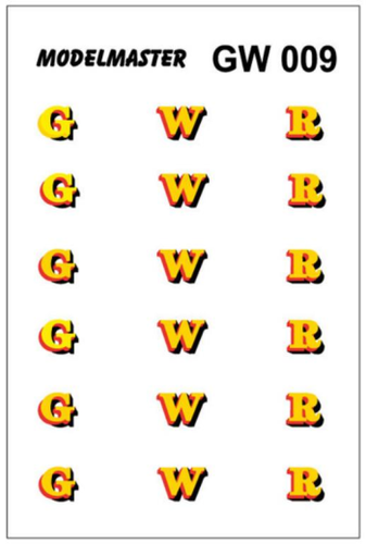 Modelmaster GW009 GWR Yellow Shaded Loco Lettering OO Gauge Transfers ...