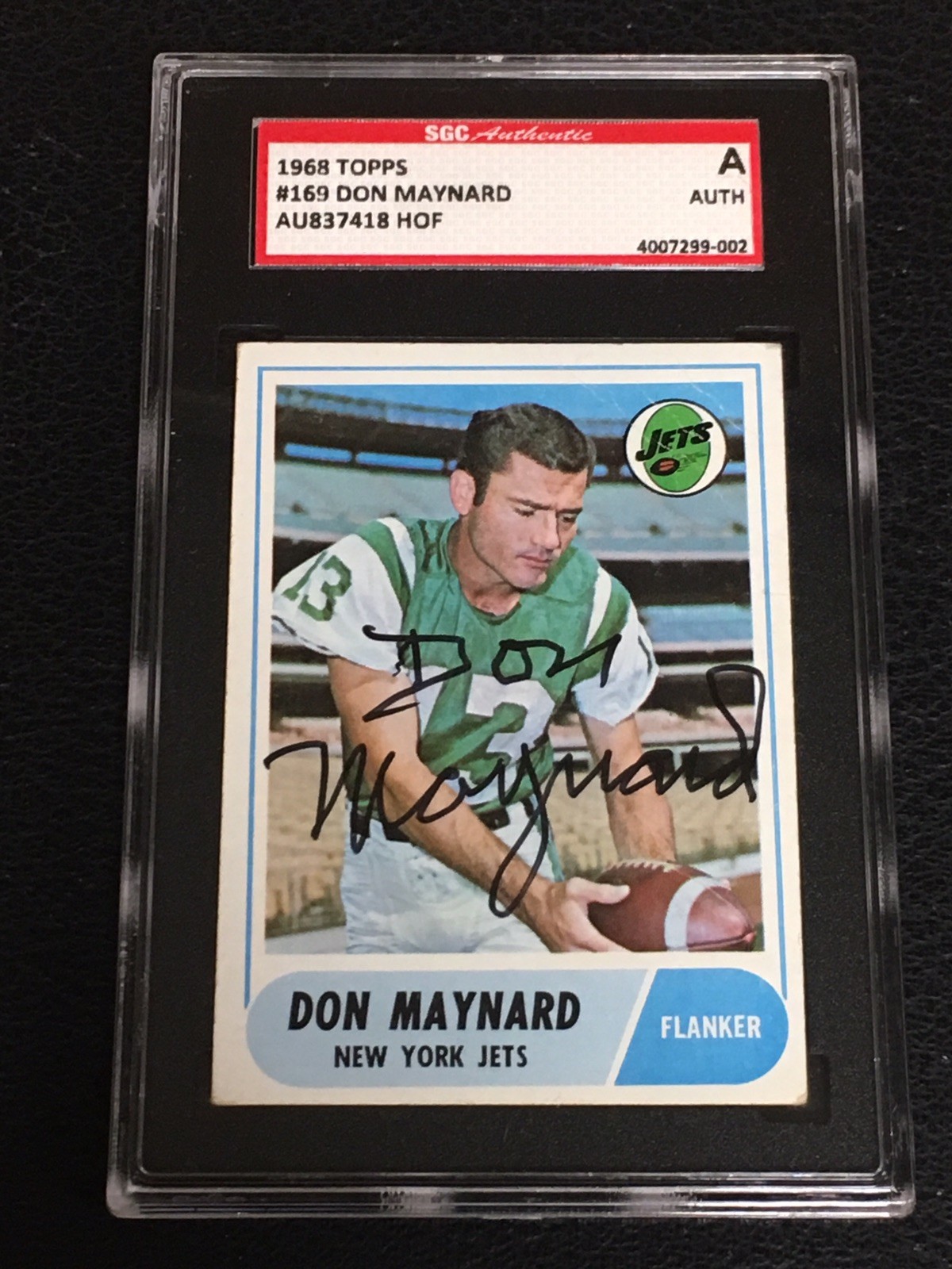 HOF DON MAYNARD 1968 TOPPS SIGNED AUTOGRAPHED CARD #169 NY JETS SGC ...