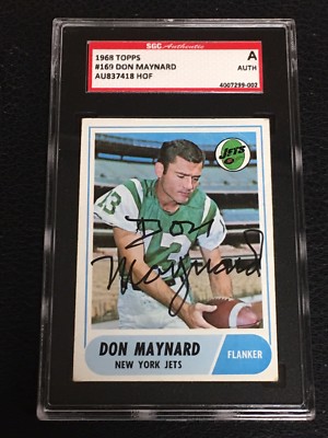 HOF DON MAYNARD 1968 TOPPS SIGNED AUTOGRAPHED CARD #169 NY JETS SGC ...