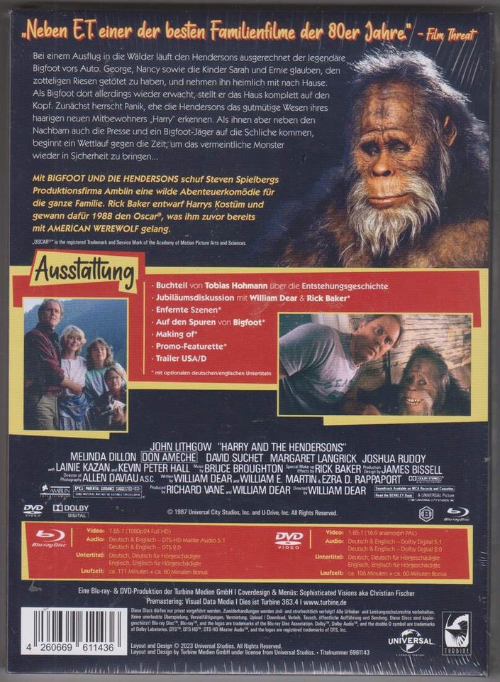 "HARRY AND THE HENDERSONS" - Fantasy Comedy - ltd Blu-ray MEDIABOOK - Region B | eBay