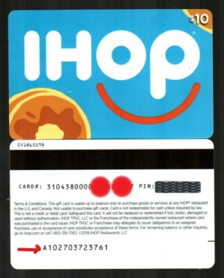 IHOP RESTAURANT Smile Face Logo ( 2018 ) Gift Card ( $0 )V1 | eBay