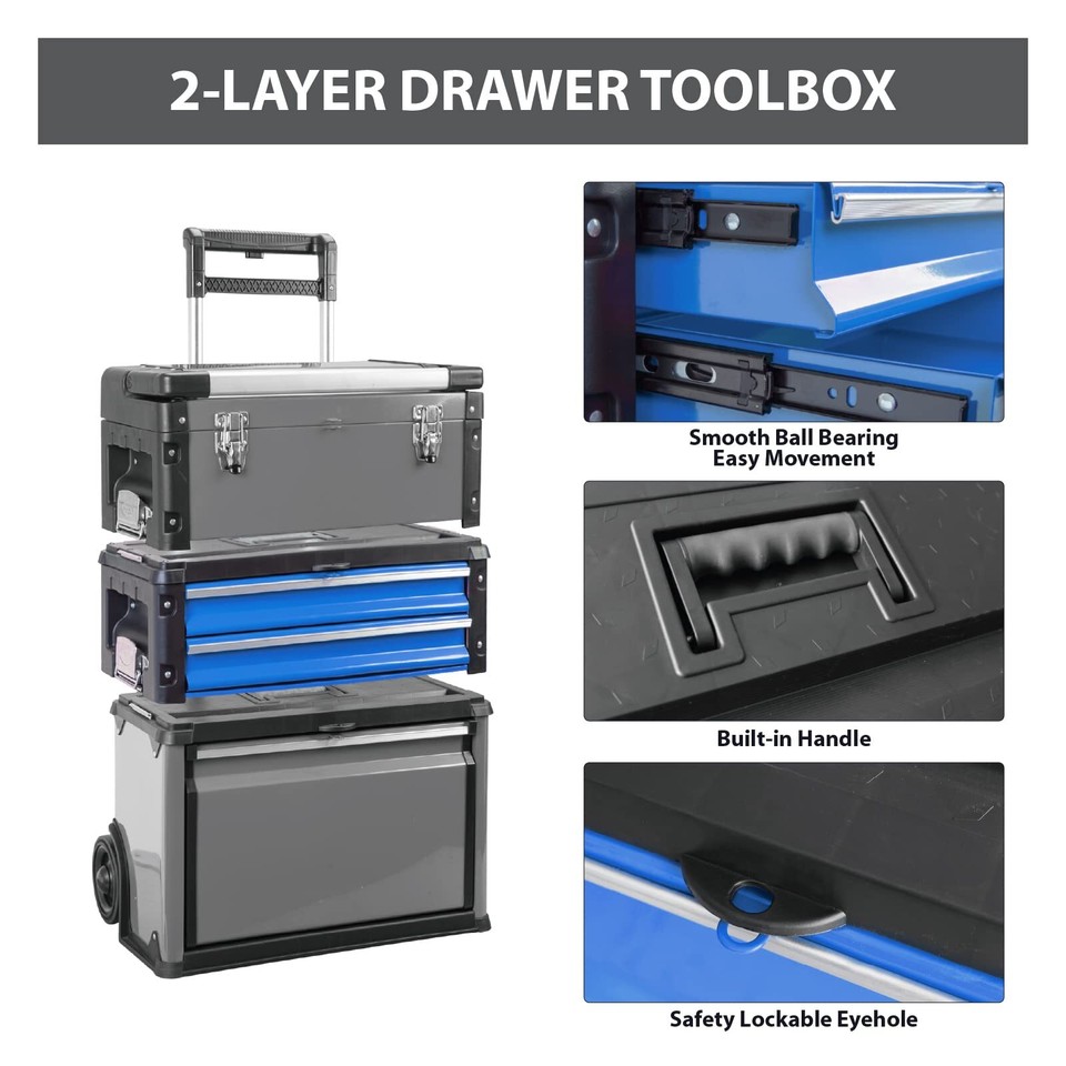 BIG RED Stack able Rolling Tool Box Portable Metal Tool box Organizer ...