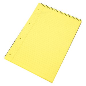 5 x Spiral Memory Aid A4 Yellow 160 Page Paper Notepad Refill Legal ...