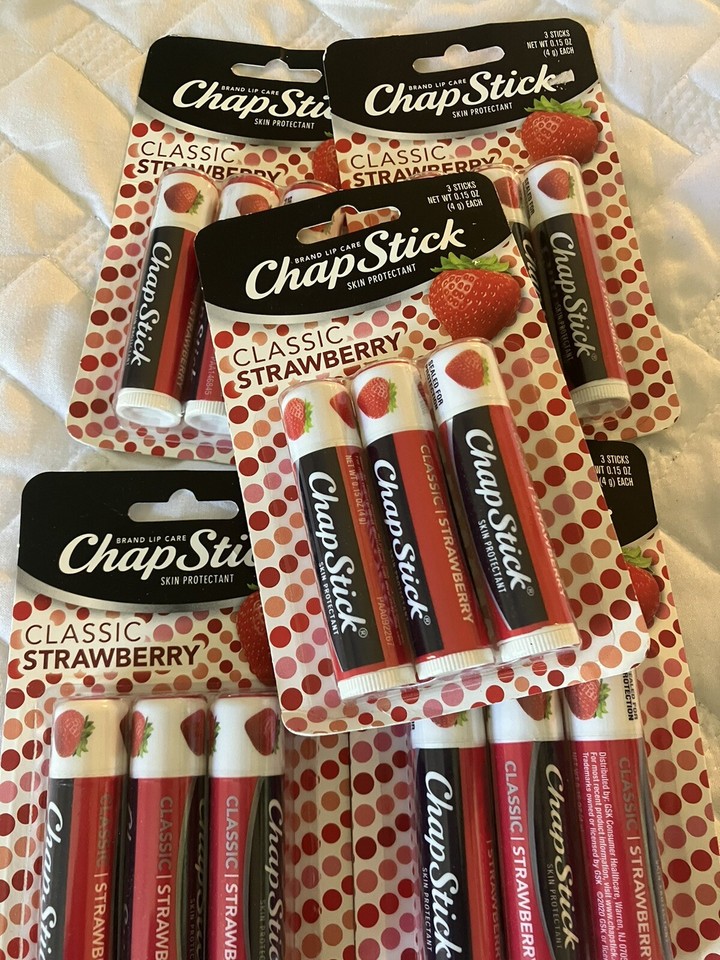 🆕Chapstick Classic Lip Balm, Classic Strawberry, 3 Ct ( Lot Of 5) | eBay