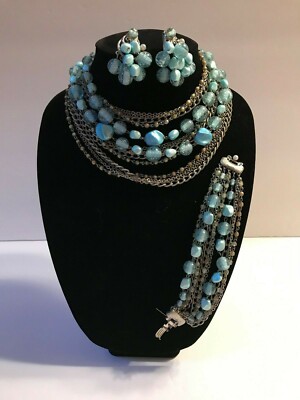 Multi Strand Light Blue Plastic Beads Chockers " 3 Piece Set" | eBay