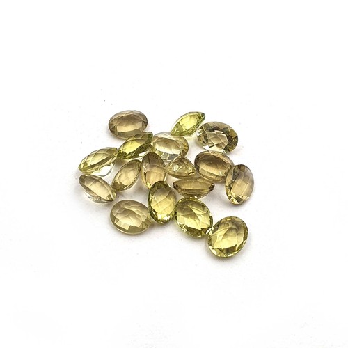 Natural Lemon Quartz Oval Checker Cut Loose Gemstone Lot 17 Pcs 7*9 MM ...