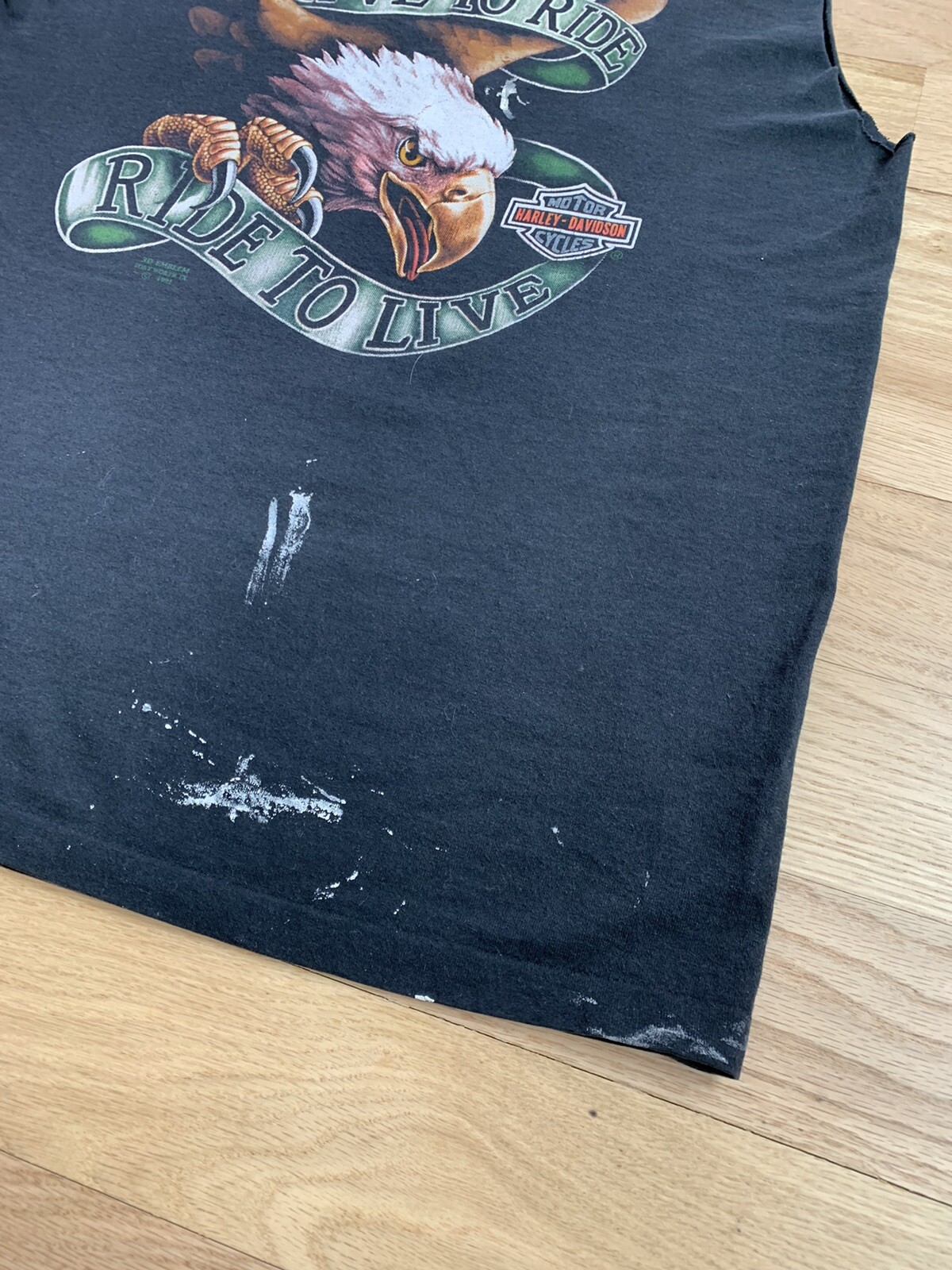 1991 3D Emblem Harley Davidson Live to Ride Eagle T-S… - Gem