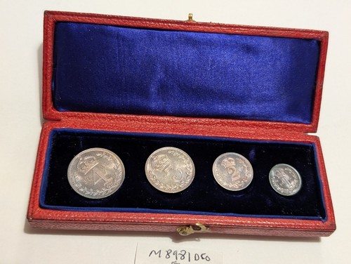 1898 Victoria OH Maundy Set silver 4d,3d,2d,1d coins FDC Tone, Red case ...