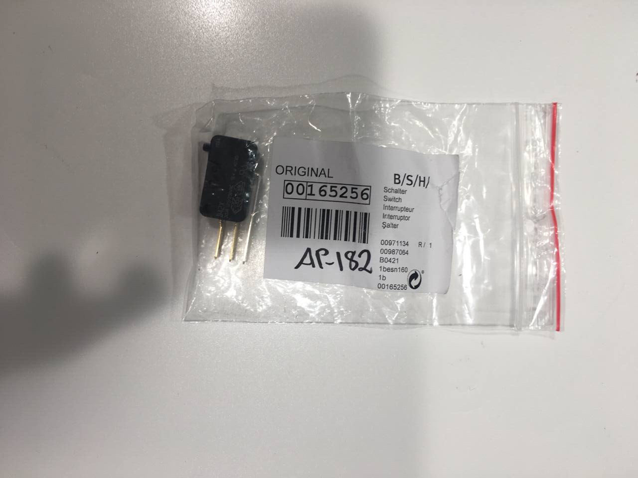 00165256 BOSCH DIWASHER SWITCH SHX46A05UC/14 SHU43C06UC/38 BRAND NEW ...