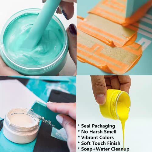 12 Jars Chalk Paste Paint Set, 9 Pcs Chalk Paste Mini Squeegees and ...