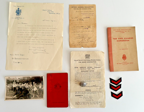 WW2 AFS DOCUMENTS -LETTERS FIRE GUARDS HANDBOOK DEFENCE REGS PHOTO ...