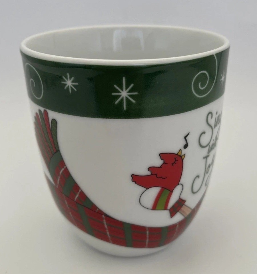 Fitz and Floyd Holly Hat Snowman Cup Mug “Sing with Joy” EUC | eBay