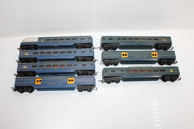 7 x Triang OO Transcontinental Blue Coaches Observation Baggage Etc ...